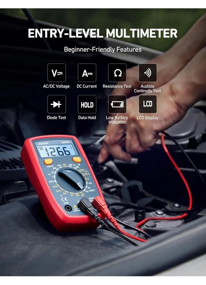 AstroAI Digital Multimeter AM33D 2000 Counts AC/DC Voltage Current ...