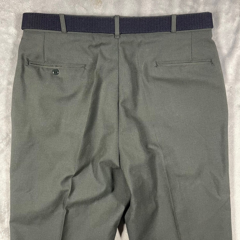 US Military Dress Trousers 35R Wool blend Green Uniform Pants Belt ...