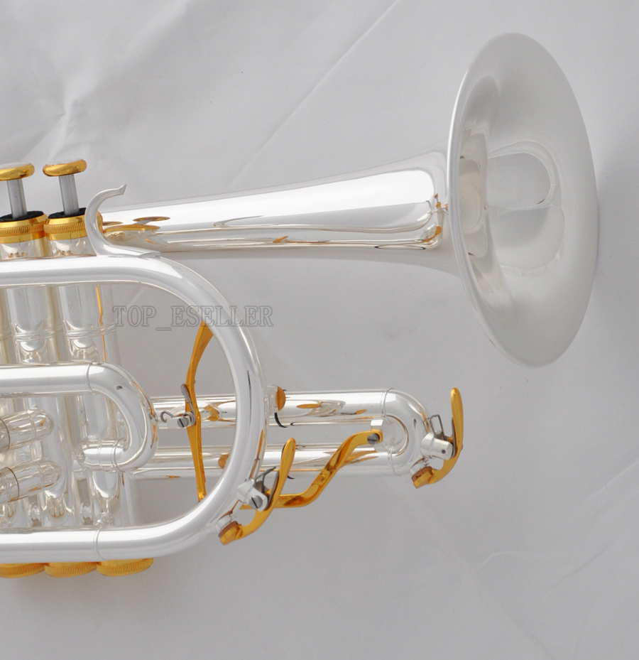 Professional Silver Plated Cornet horn B-flat Double triggers Trumpet With Case | eBay