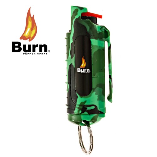 BURN Pepper Spray 1/2oz Keychain Military Self Defense Safety Lock ...