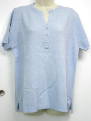 CAROLYN TAYLOR knit top Size LARGE Casual Comfy Light Blue V Neck ...