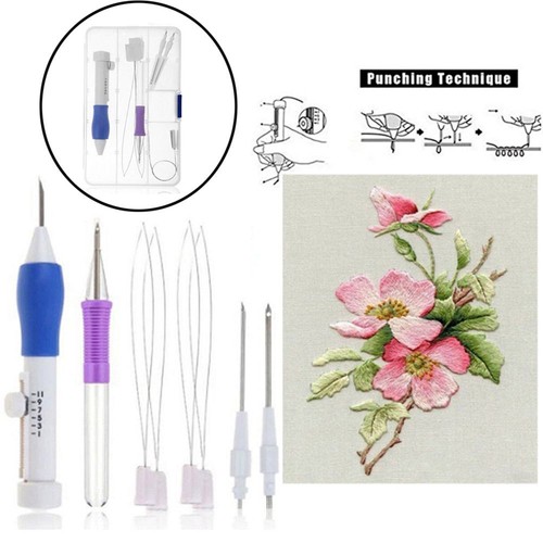 Tools Threaders ABS Plastic Knitting Sewing Embroidery Pen Set Punch ...