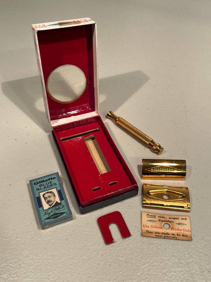 Vintage 1940s Gillette Gold-Plated Tech Razor in "Window" Box | eBay