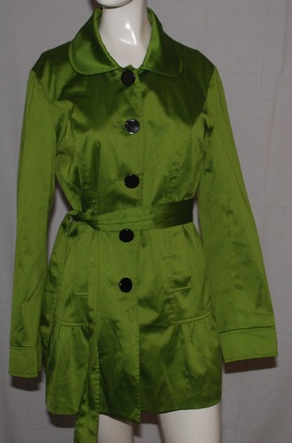 Mac Jac Peacoat Womens Medium Coat Belted Jacket Ruffle Trim Holiday ...