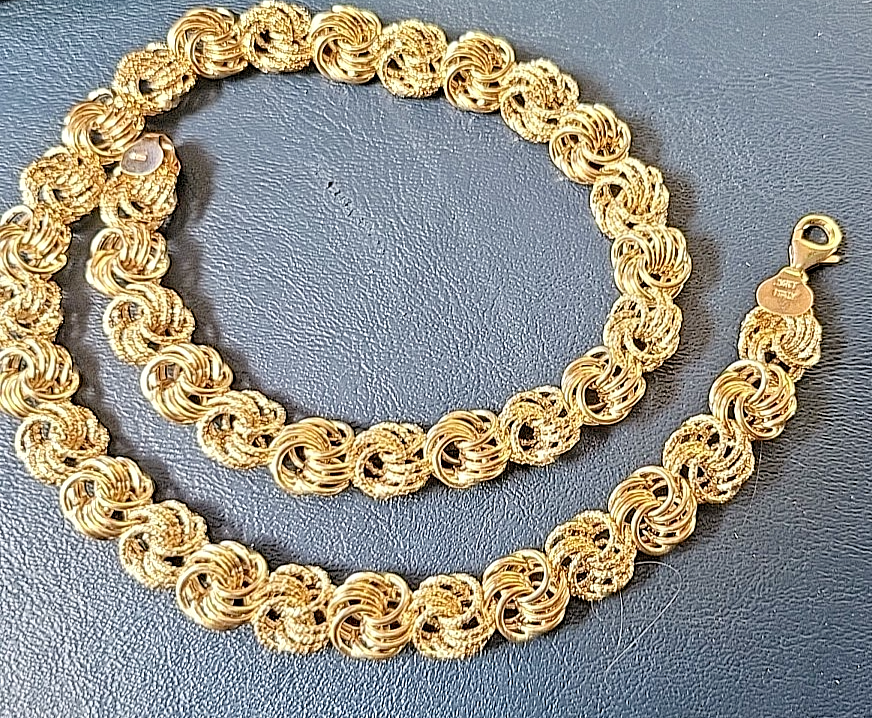 14K Yellow Gold ShopHQ Stefano Italian Rosetta Rose Necklace Link Chain ...