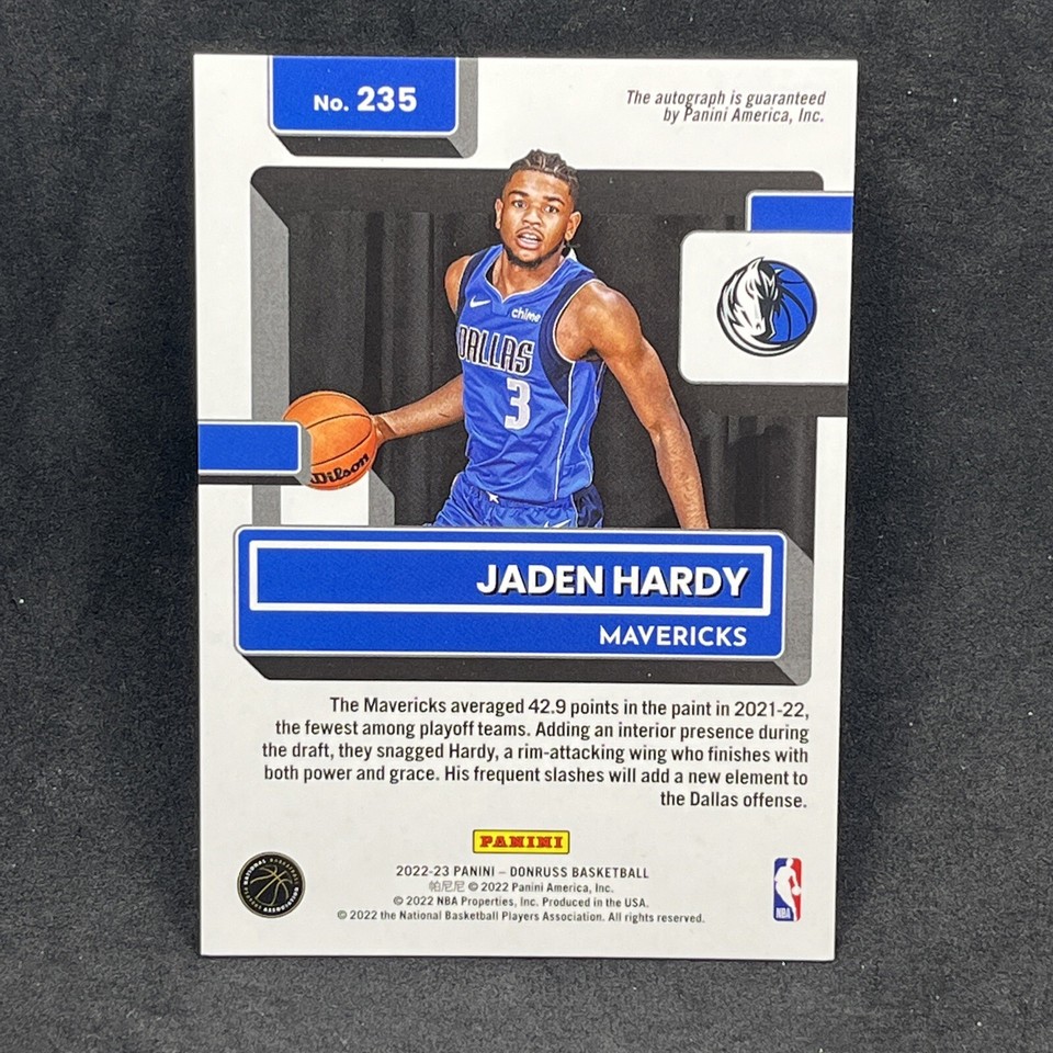 2022-23 Donruss JADEN HARDY #235 Rated Rookie Silver Laser Mavs SP Rc ...