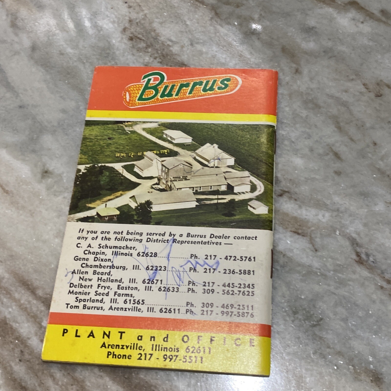 Vintage Burrus 1974 Hybrid Seed Corn FARM MEMO NOTE FIELD BOOK ...