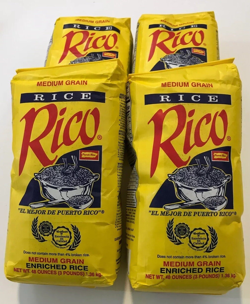Arroz Rico Grano Mediano, Puerto Rican Rice 4 bags X 3 lb each. "El ...