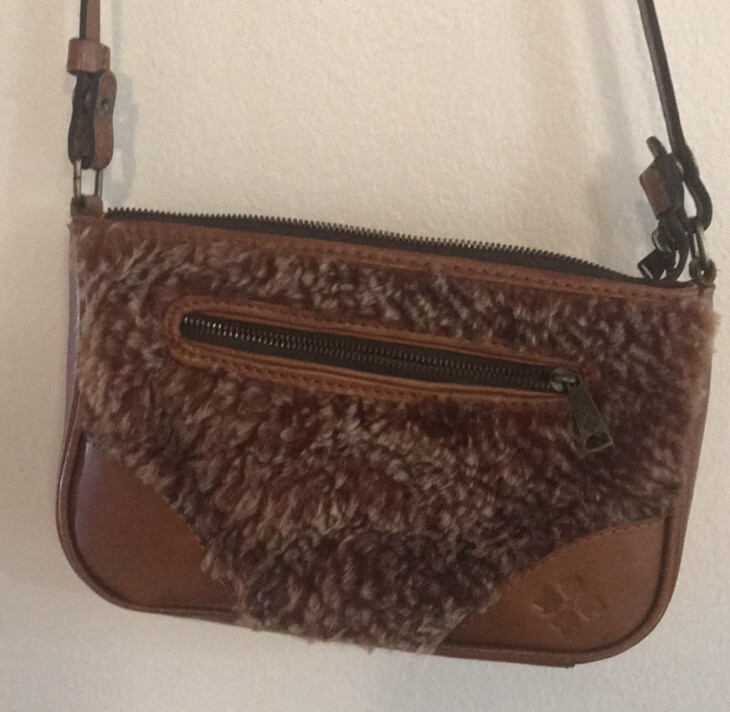 Patricia Nash Purse Brown Leather Maroon Fur Front Cr… - Gem