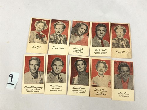 1930s OR 40s MOVIE STAR VENDING CARDS w EVA GABOR DINA SHORE PERRY COMO ...