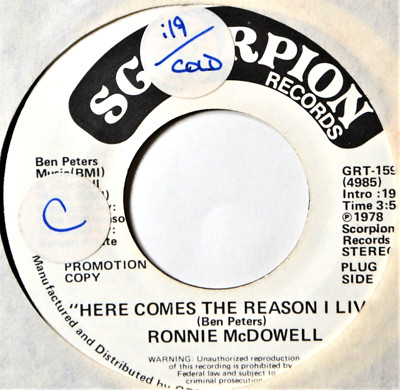 Ronnie McDowell Here Comes the Reason I Live DJ EX 45 7" Vinyl ...