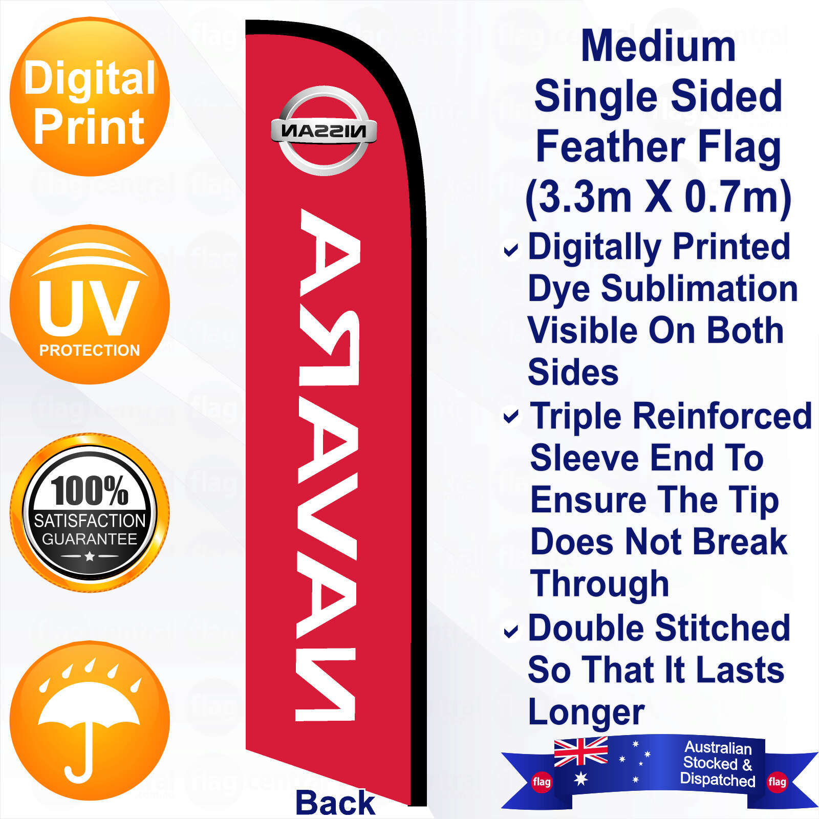 NISSAN NAVARA Red 4m Feather Flag/Banner Kit with Spike *Windless ...