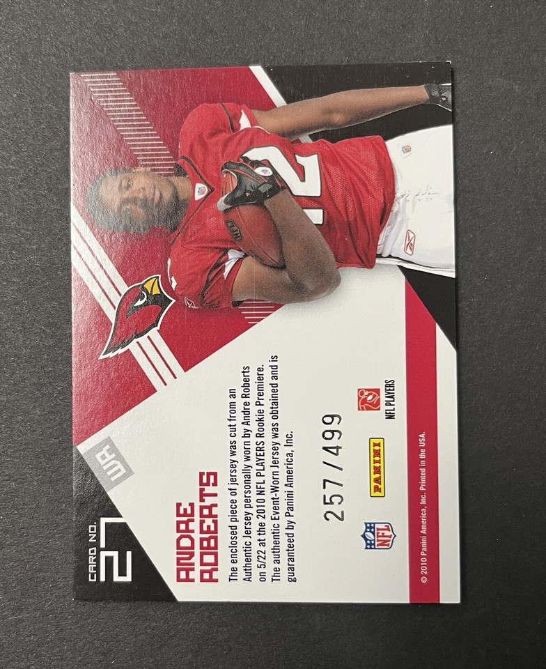 2010 Epix Rookie Campaign Materials #27 Andre Roberts Jersey /499 RC ...