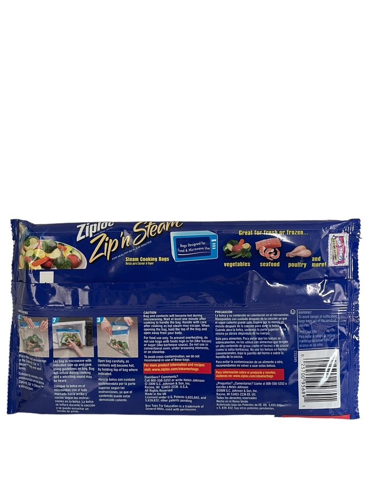 Ziploc Zip N Steam Medium Steam Bags 10 Steam Bags One Package New ...