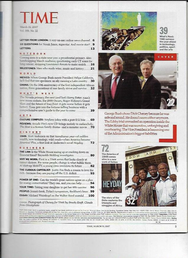 Time Magazine March 19, 2007- The Verdict On Dick Cheney | eBay