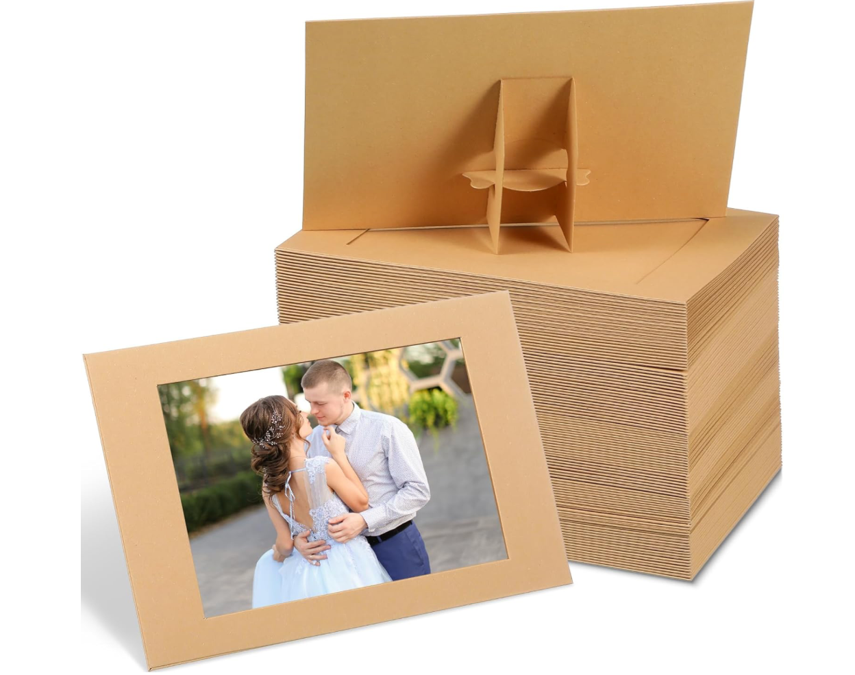 100-Pack Paper Picture Frames 4x6 Easel with Stand, Kraft Paper Photo ...