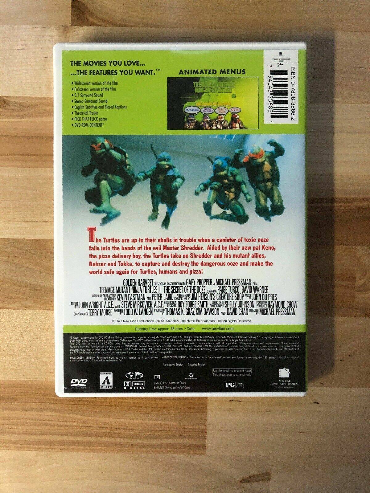 Teenage Mutant Ninja Turtles 2 - The Secret of the Ooze (DVD, 2002) NEW ...