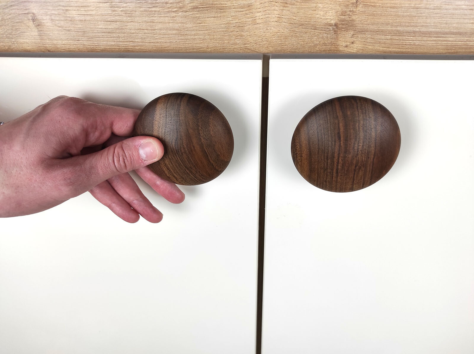 Wooden Round Handles, Wardrobe Pulls, Wood Drawer Knobs, Oak Concave ...