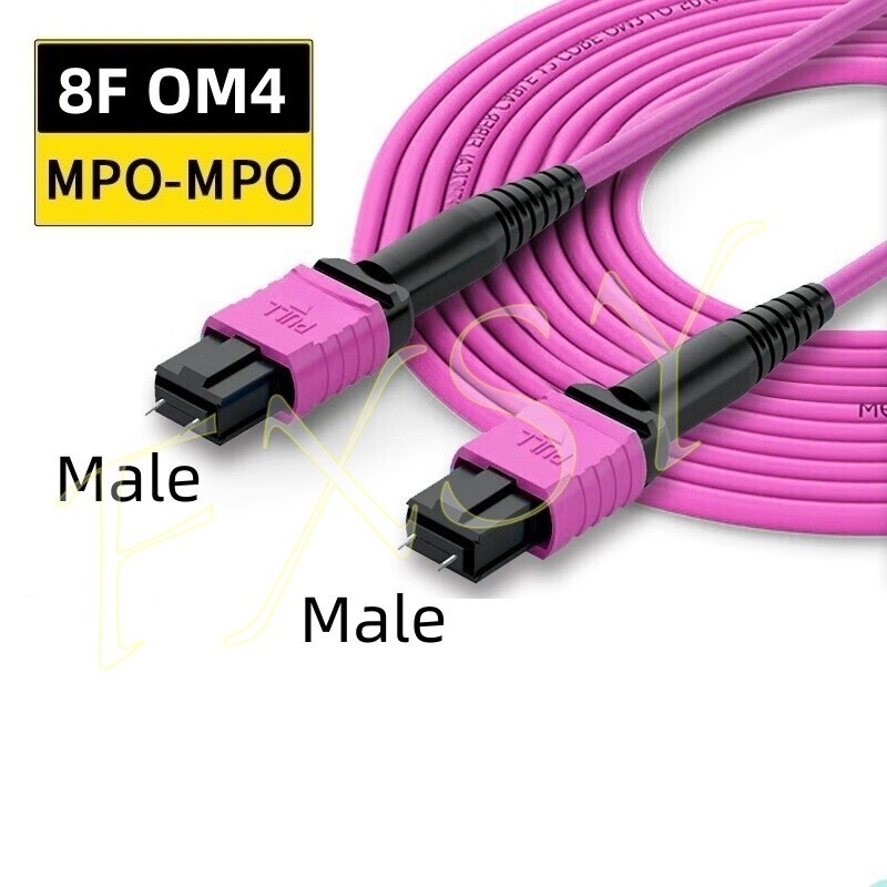 1-100M MPO Male to MPO Male OM4 8 12 Core Fiber Optic Patch Cord MTP to ...