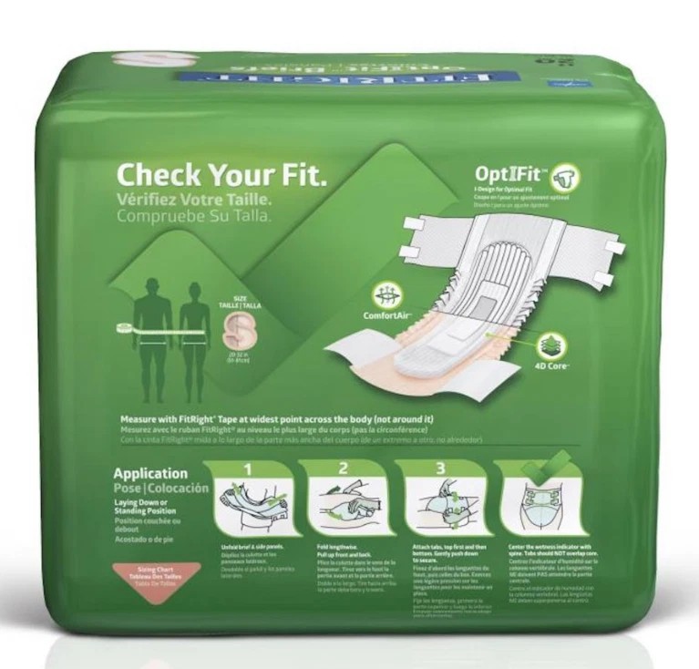 FitRight Ultra Adult Diapers, Incontinence Briefs with Tabs Small 80 Ct ...