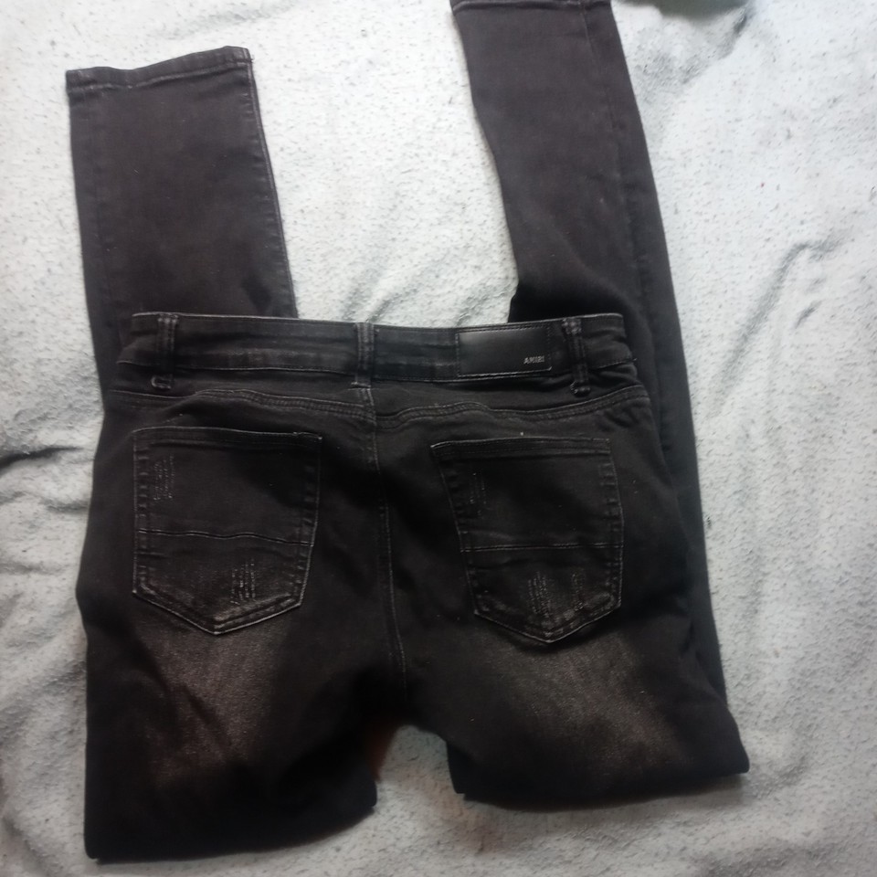 Amiri Cherub Black Denim Skinny Jeans Distressed Ripped Torn Faded Mens ...