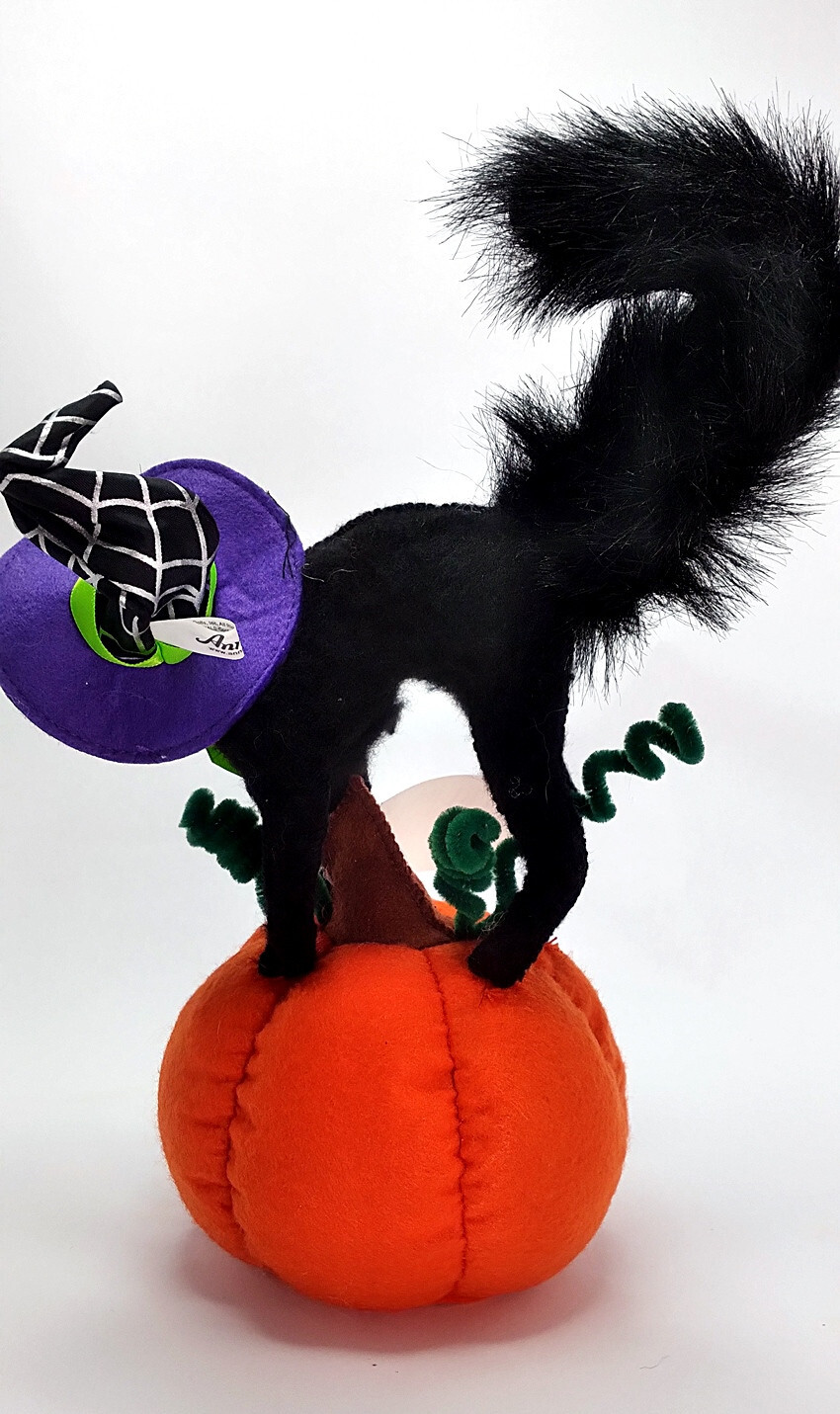 3 Annalee Halloween Black Cats Scaredy Witch Hat Pumpkin Moonlight 2006 ...
