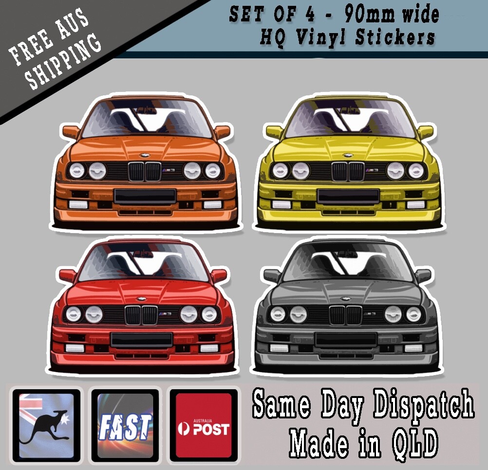 BMW E30 Style LARGE Sticker Vinyl Bumper Decal Window Transfer - set of ...