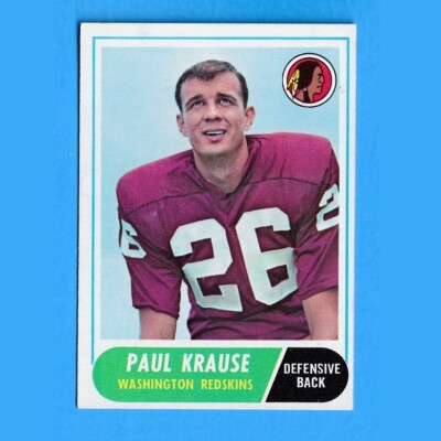 1968 Topps Paul Krause #166 EX-NM, Washington Redskins Football HOF | eBay