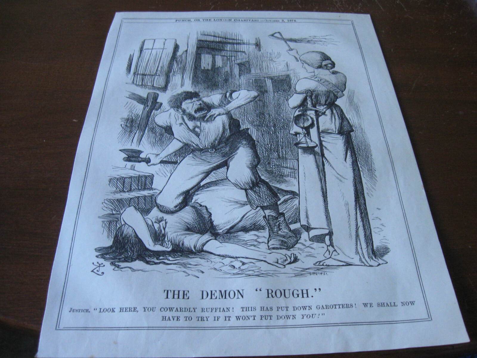 1874 Original POLITICAL CARTOON - JUSTICE Irish Ireland RUFFIAN ...