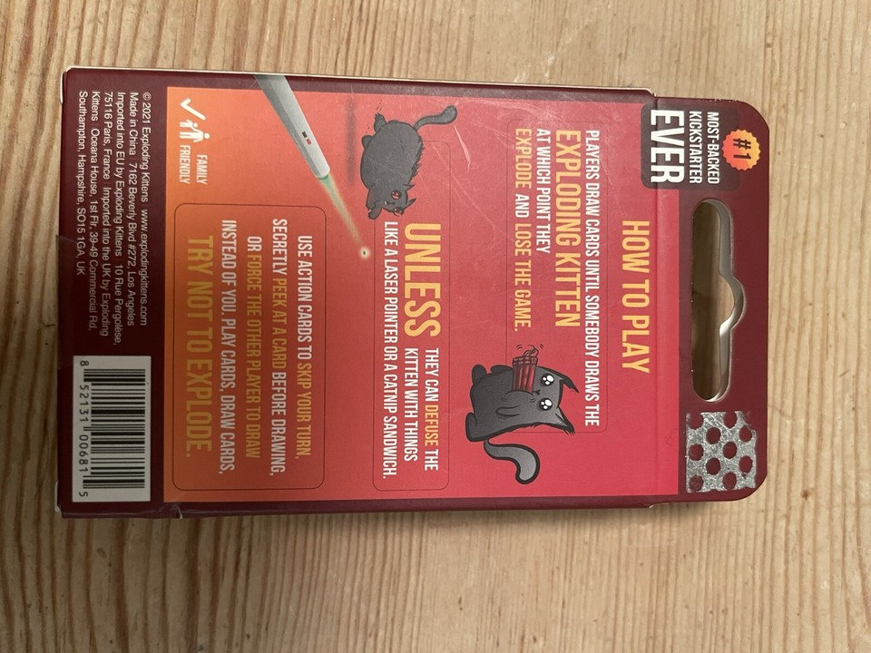 EXPLODING KITTENS 2 Player Card Game People Into Kittens & Explosions ...