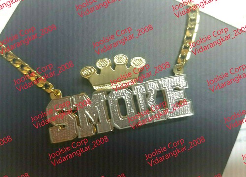 PERSONALIZED 14K GP 3D DOUBLE PLATEDB LOCK NAME PLATE NECKLACE W/ROLEX ...