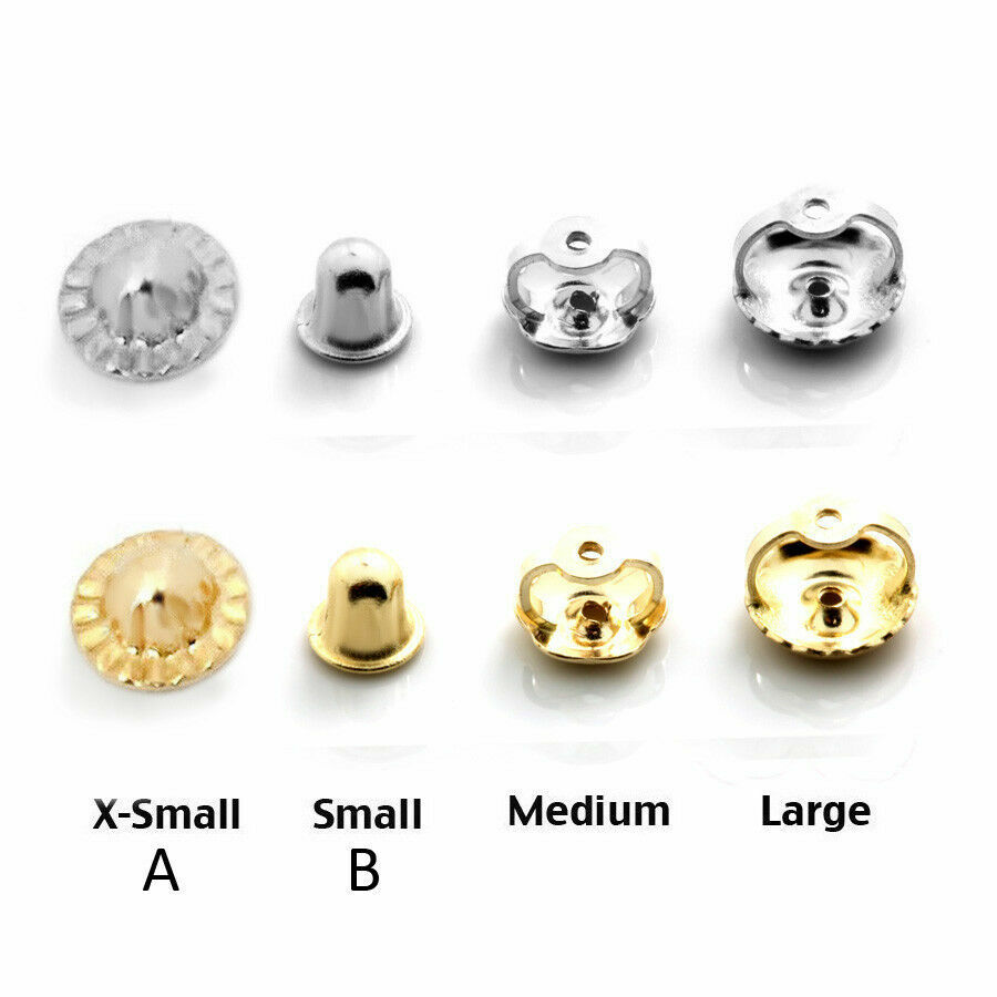 14K Solid White & Yellow Gold Screw Back Earring Nut Replacement | eBay