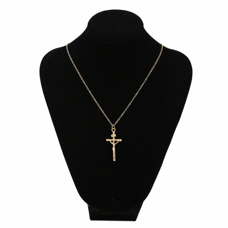 Jesus Christ on the Cross Pendant Chain Necklace Gold + silver Crucifix ...