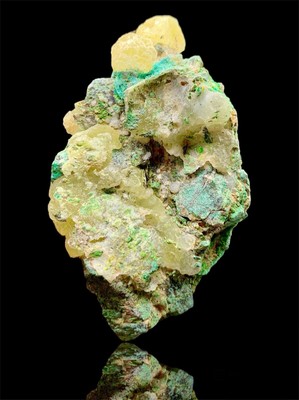 81 Gram Nice Structure Yellowish Brucite On Blue Copper Matrix From ...