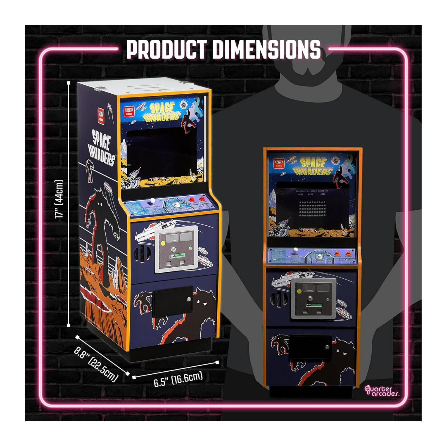 Numskull Quarter Arcades Space Invaders Mini Arcade 1/4 Scale Original ...