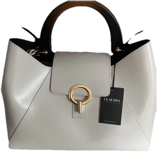 🆕 Claudia Firenze Isadora Cream Leather Handbag Satchel Made In Italy ...