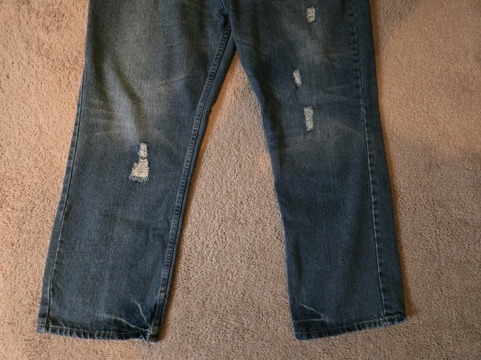 Phat Farm Jeans Mens 38x33 Blue Distressed Baggy X Stitch Streetwear ...