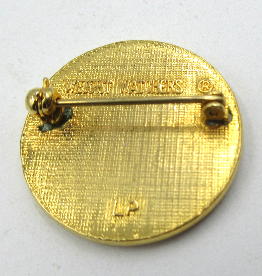 VTG WEIGHT WATCHER 10 LB loss CLEAR RHINESTONE enamel Brooch Pin Black ...