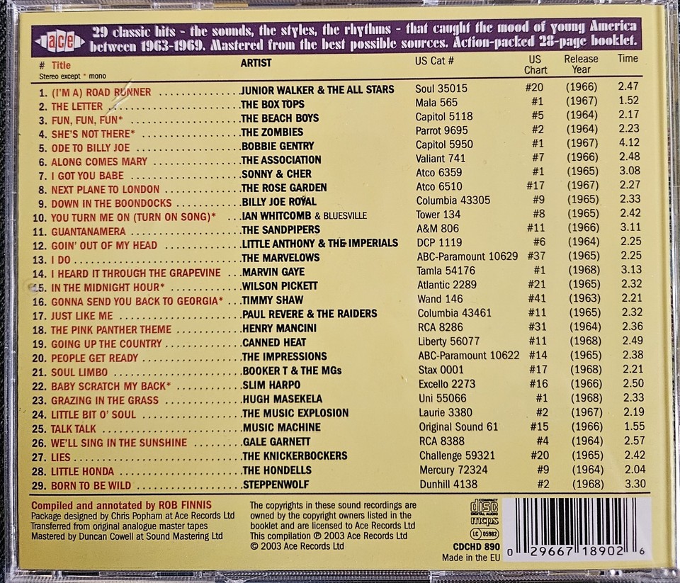 Various Artists - Chartbusters USA - Volume 3 - RARE Oop Import CD - 29 ...