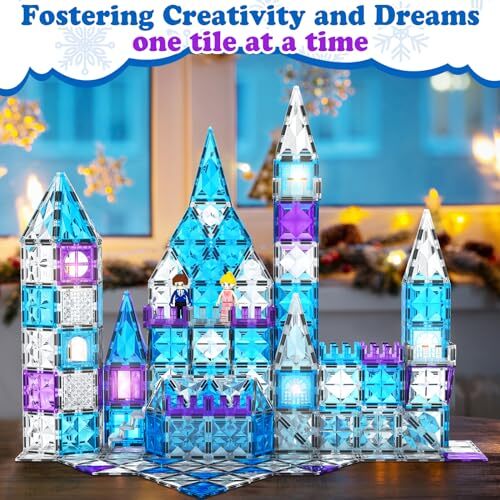 Frozen Magnetic Tiles 102PCS with 2 Stairs Dolls Princess Castle ...