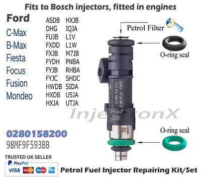 Fuel Injector Service Kit O-Ring 0280158200 Ford B C Max Fiesta Focus ...