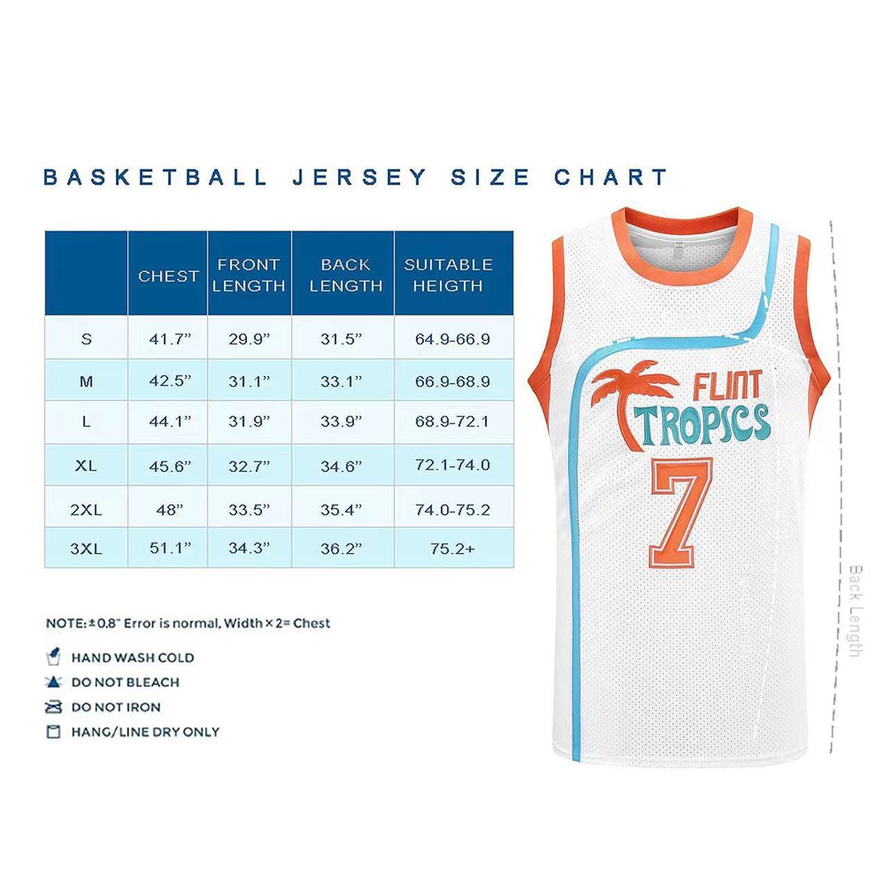 Semi Pro Flint Tropics Basketball Jerseys 7# 11# 33# Numbers Stitched ...