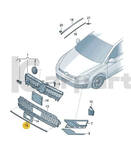 GENUINE New Front bumper lower grille trim VW Golf VII Alltrack ...