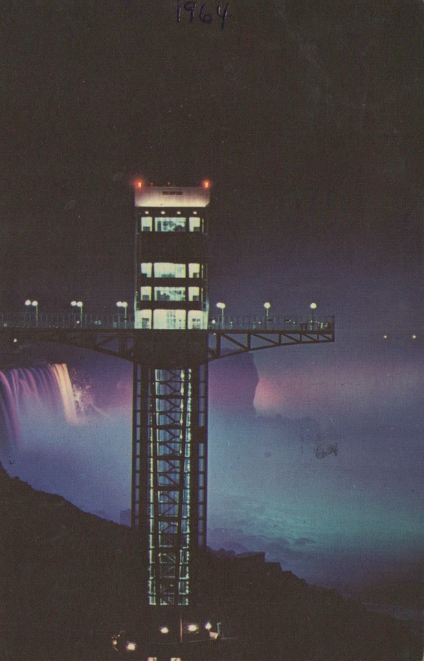 Niagara Falls Night Posted Gorge Tower American Falls Vintage Chrome ...