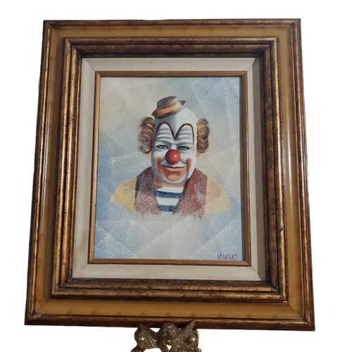 Vintage Robert Signed Framed Clown Painting Happy Face 8"X10" | eBay