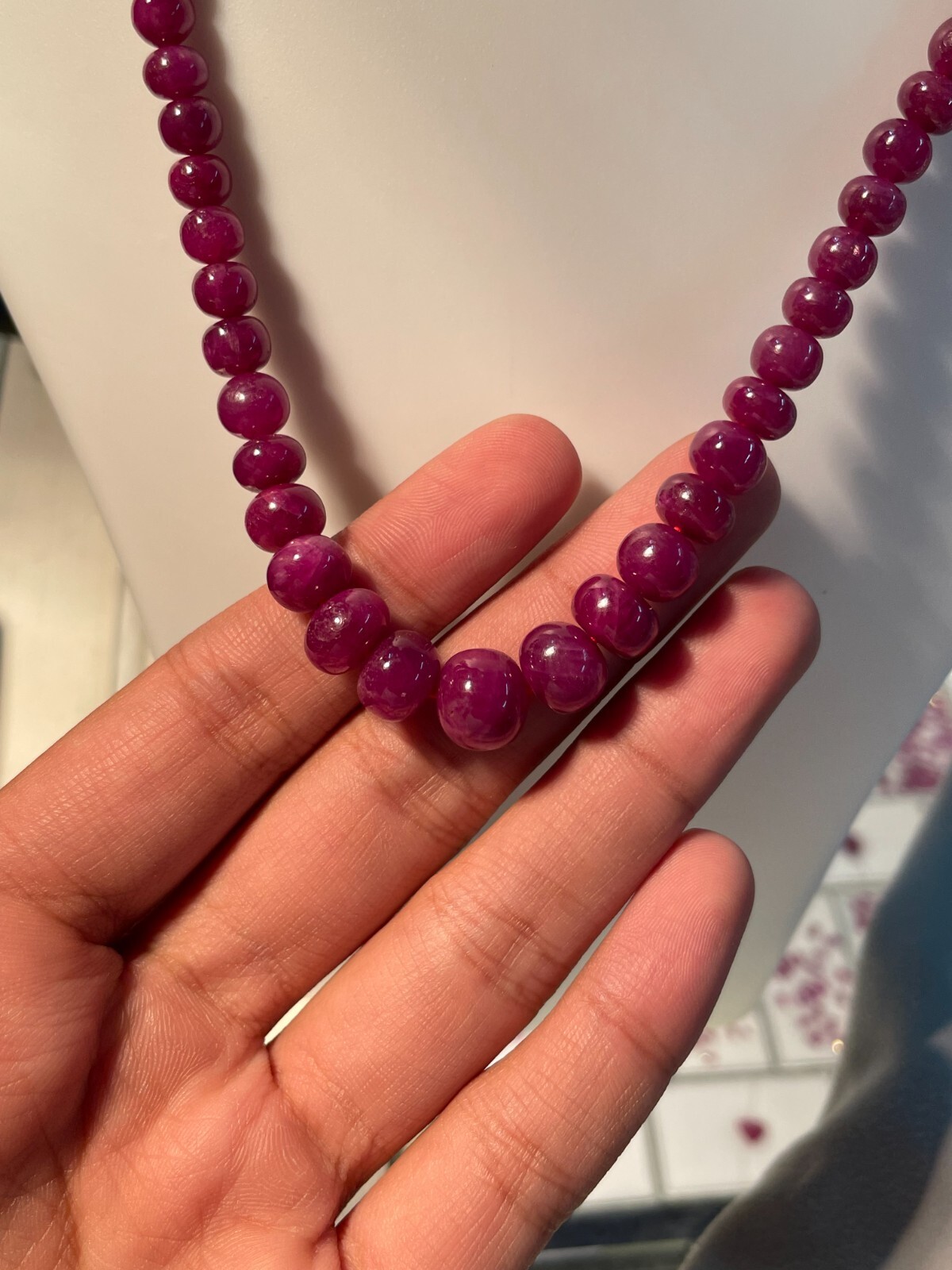 100% natural high-quality ruby round beads necklace jewelry gemstone ...