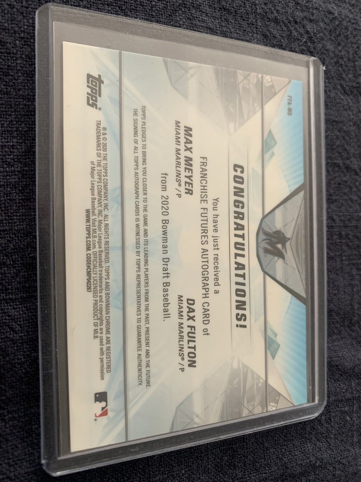 2020 Bowman Chrome Max Meyer & Dax Fulton Dual Autograph /99 Miami ...