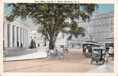 Westerly Rhode Island Post Office and Rhode Island Hotel Postcard Copy ...