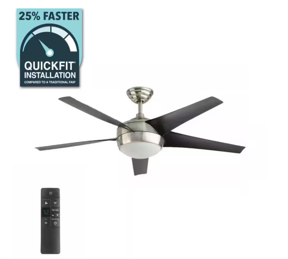 Windward IV 52 in. Indoor LED Brushed Nickel Ceiling Fan with Dimmable ...