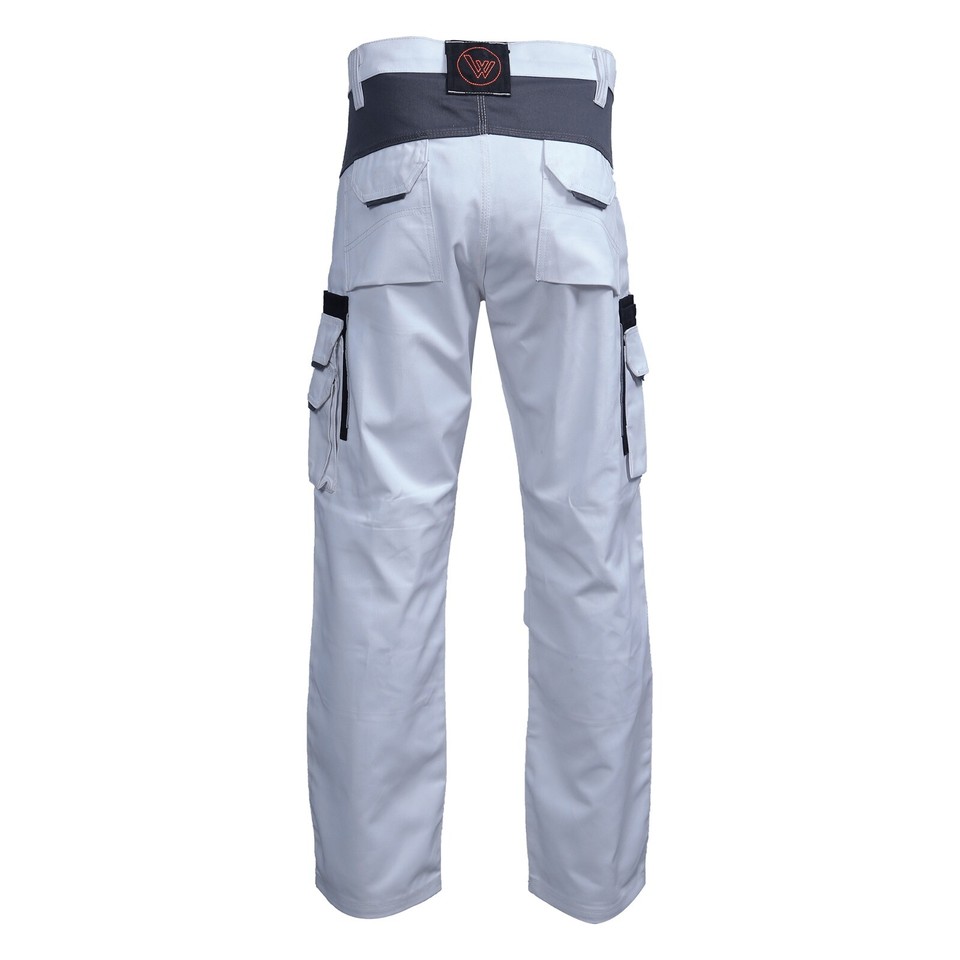 Mens Painters Decorators White Work Trousers With Cargo & Knee pad ...